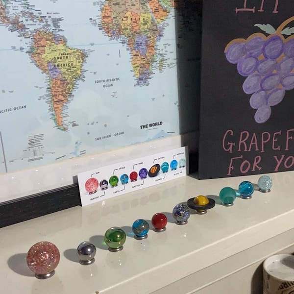 Solar System Planet Marbles Orrery Globe Display Collection - 10 ...