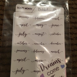 SCRIPT MONTH Planner Stickers Flourish, Minimal, Neutral, Header ...