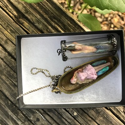 Miniature Mermaid Redhead Time Capsule in Bottle bronze 60mm - Etsy