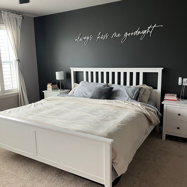 Always Kiss Me Goodnight Wall Decor Master Bedroom Sign | Word Cut Out ...