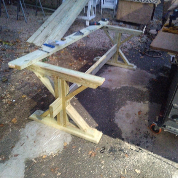 DIY Trestle Base Picnic Table Plans - Includes Bench Plans Too! - Etsy