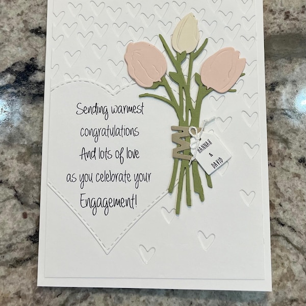 Personalized 3D Floral Engagement Card, Handmade Newly Engaged Card ...
