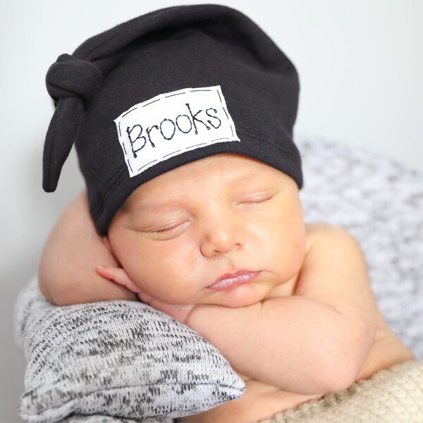 BLACK: Newborn Hat-personalized Baby Hat-baby Name Hat-newborn Name Hat ...