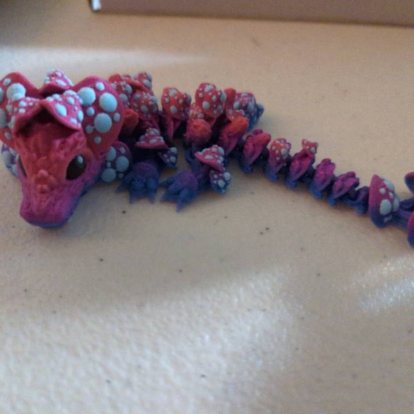 3D Printed Articulated Mushroom Dragon - Etsy