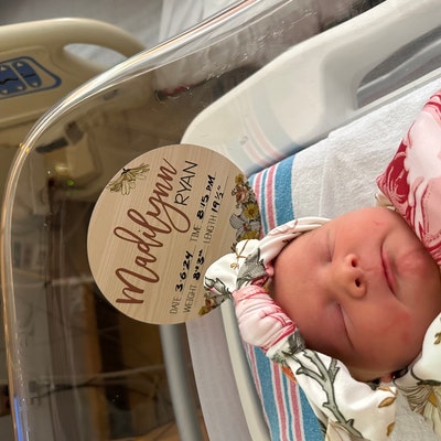 Floral Birth Stat Sign, Birth Announcement Plaque, Baby Name ...