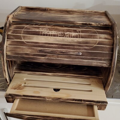 Ash Bread Box With a Cutting Board and Knife Holder Crumbs - Etsy