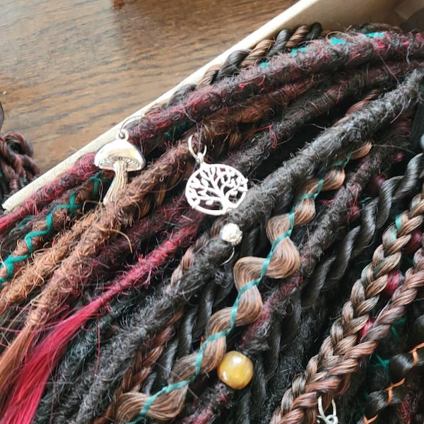 Handmade Autumn Forest Fall Ombre Dreadlock Extensions: Boho Wavy Ends ...