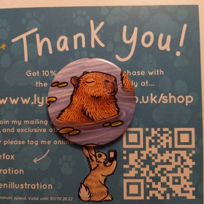 Capybara Illustration Badge 44mm x1 - Etsy