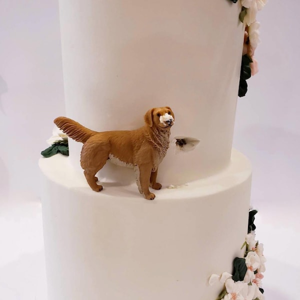 DOG FIGURINE Wedding Cake Topper Large MINIATURE Golden Retriever ...