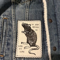 Handmade Rat Patch - Rat Patch - Rat Accessories - Animal Patches - Iron on Patches - Iron on ...