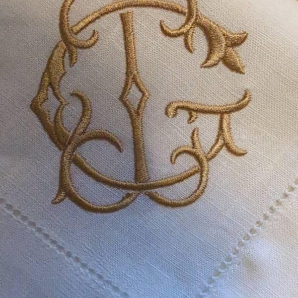 Personalized Monogram Embroidered Linen Napkin, Custom Initial Dinner ...