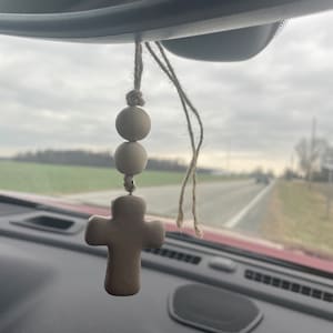 Cross Car Mirror Hangers Christian Cross Hanging Ornament Polymer Clay ...