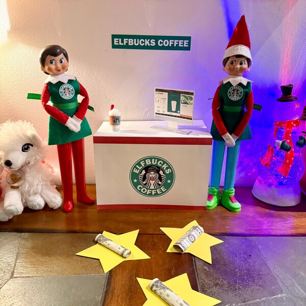 Elf Bucks Coffee Shop Display Prop, Doll Costume, Elf Clothes ...