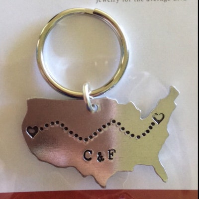 United States Keychain USA Keychain USA Outline Key Chain - Etsy