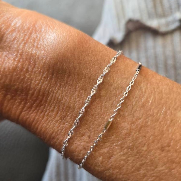 Two Delicate Bracelets Set, Dainty Bracelet Set, Two Minimalist ...
