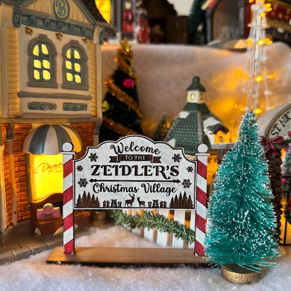 Custom Family Christmas Village Welcome Sign, Welcome to Our Village ...