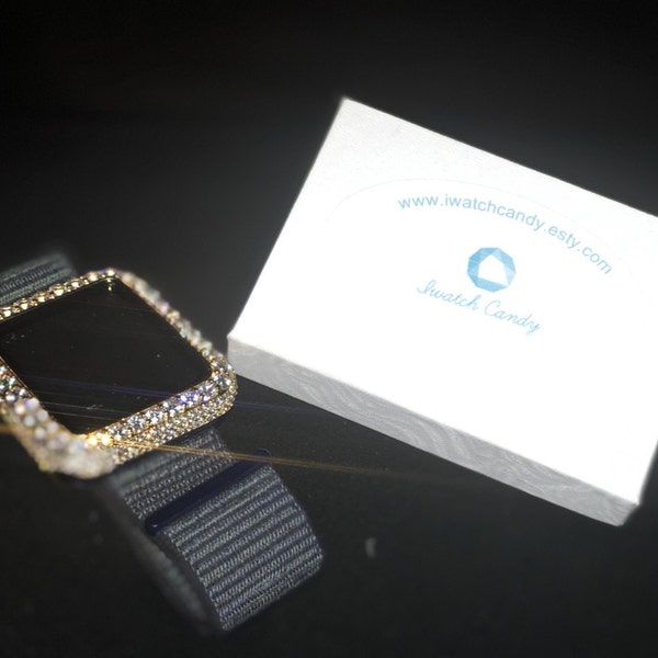 Yellow Gold Apple Watch Case Lab Diamond Bezel 3.5mm Apple Watch Cover ...
