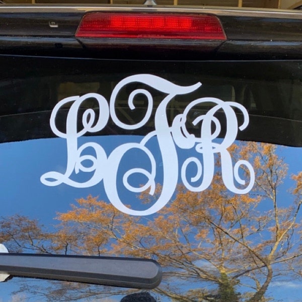 Custom Monogram Car Window Decal - Vine Font - Personalized Initials ...