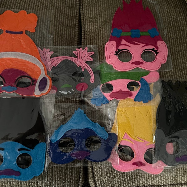 Personalized Trolls Felt Masks! Trolls World Tour Birthday Party Favors ...