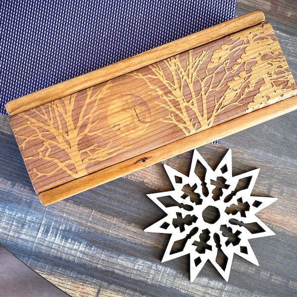 Forest With Moon 7 Day Pill Box, Wooden Pill Box, Lacquer & Oil Finish ...