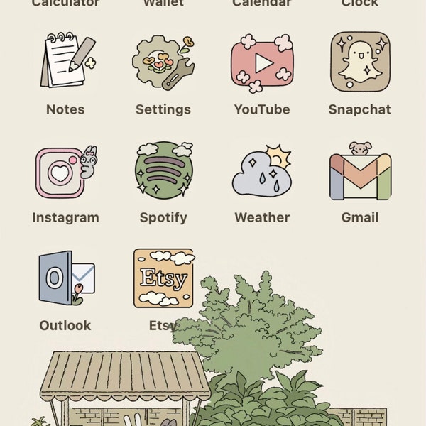 Cute Cozy Summer Icon Set, Cute Icons Pack, iPhone Theme, Cute App ...