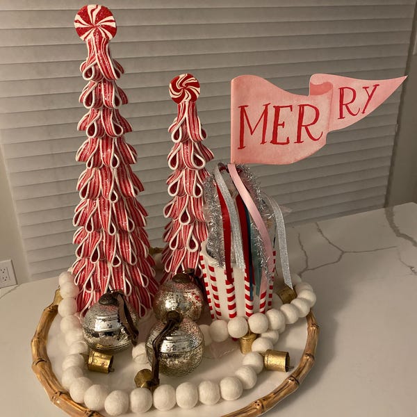 Pink and Red Striped Christmas Table Runner | Pink Holiday Table Runner ...