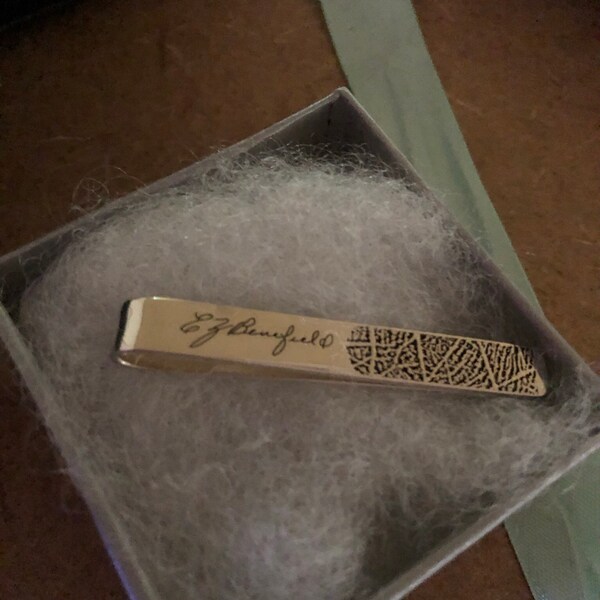 Personalized Signature Tie Clip - Handwriting Tie Bar - Fingerprint Tie ...