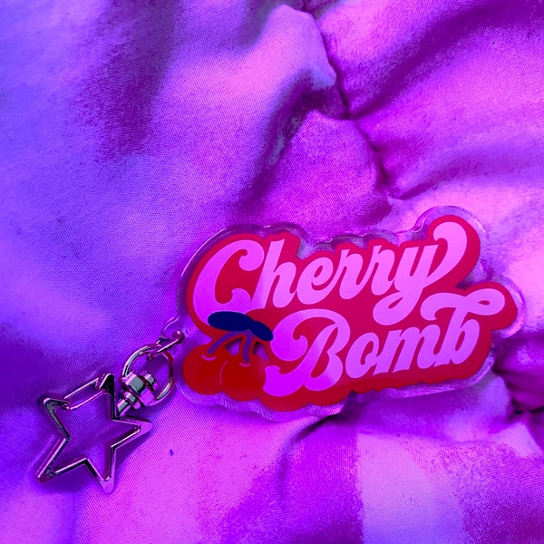 Cherry Bomb Keychain | Acrylic Keychain | Epoxy Coated | Red and Pink ...