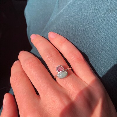 Black and White Beach Pebble Rings Sterling Silver Ring - Etsy