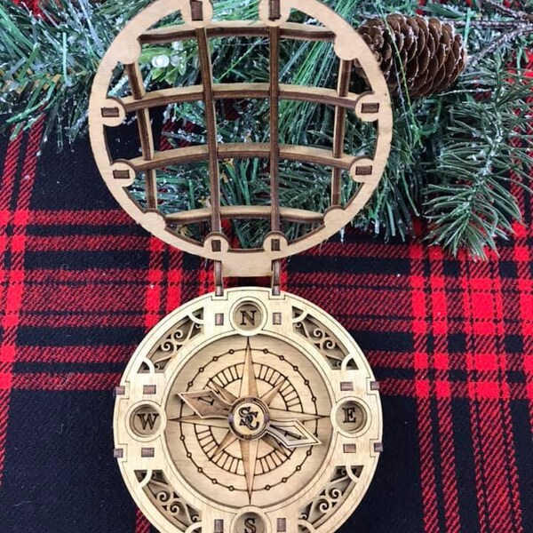 Santa Claus Compass - SVG Laser Cut File, Christmas 3d Plywood Design ...