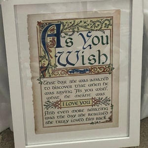 The Princess Bride as You Wish Quote Calligraphy Art Print, Fairytale ...