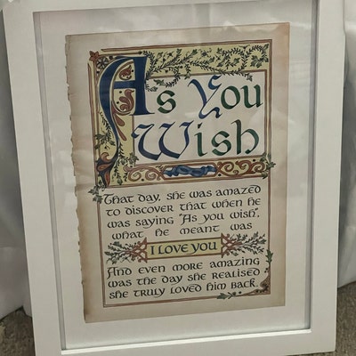 The Princess Bride as You Wish Quote Calligraphy Art Print, Fairytale ...
