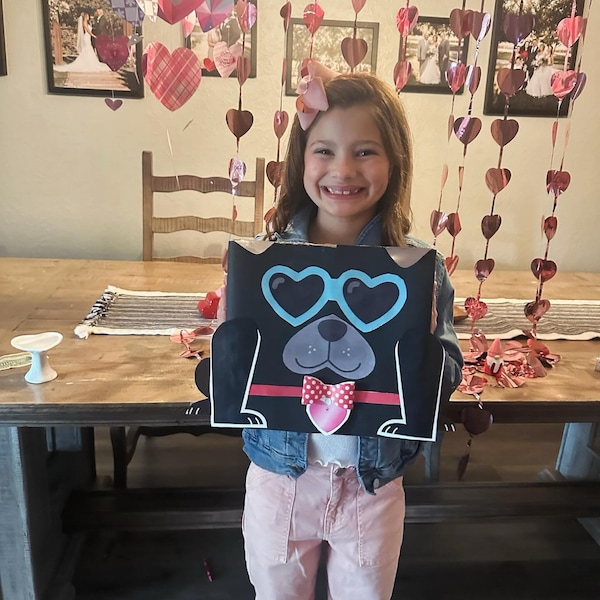 Black Pug Valentine Box Printable Decor Kit, Cute Puppy Dog Valentine's ...