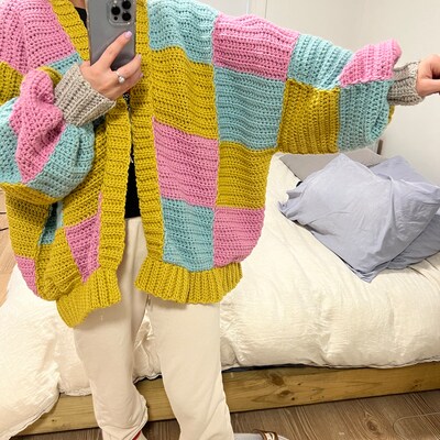 Patchwork Cardigan Cute Crochet Pattern PDF Digital, One Size Fits All ...