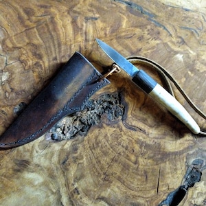 Medium Handmade Viking/slavic Knife With Leather Scabbard - Etsy