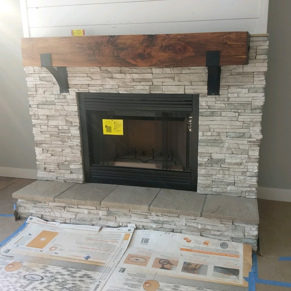 Metal Mantle Bracket Black, Steel Rustic Mantel Bracket With Lip, Black ...