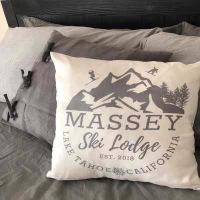 Personalized Ski Lodge Throw Pillow 17 X 17 Cover Only OR - Etsy