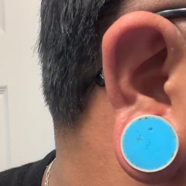 Silver and Solid Turquoise Handmade Large Plugs Gauges - Size 6g to 1 1 ...