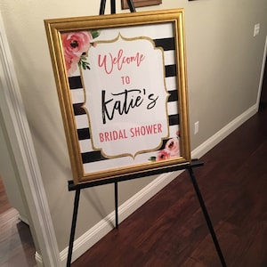 Kate Bridal Shower Welcome Sign, Spade Inspired Sign, Black and White ...