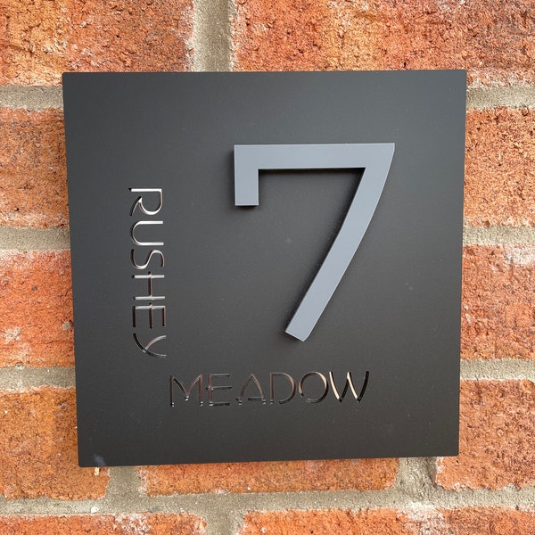 Brushed Metal Effect House Number Door Sign, 30 Cm X 15 Cm Rectangle ...