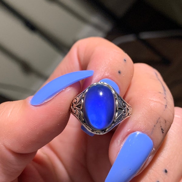 Mood Stone Ring, Mood Jewelry, Mood Ring, Color Changing Ring, Silver ...