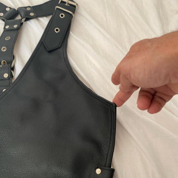 Leather Vest for Men - Leather Bar Vest for Men - Open Front Leather ...