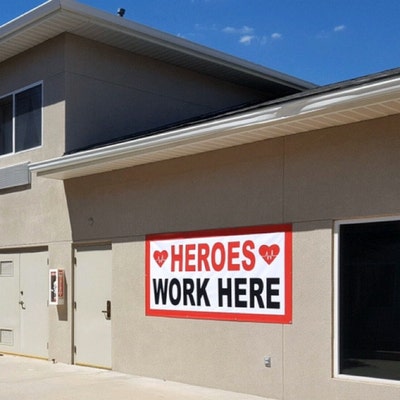 Heroes Work Here Vinyl Banner Sign Free Shipping - Etsy