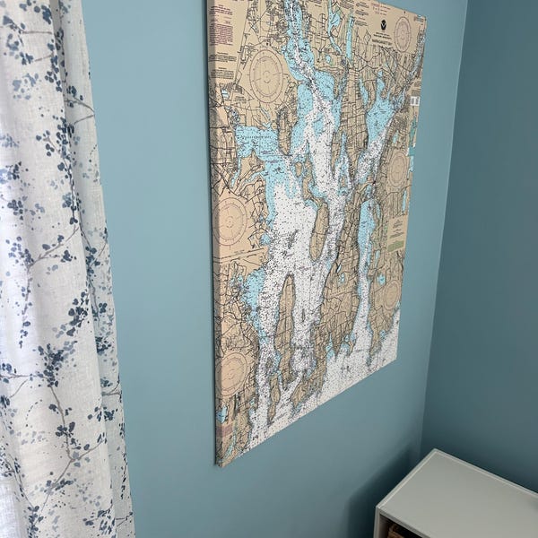 CUSTOM Nautical Map / Chart - Printed on Canvas, Acrylic, or Metal ...