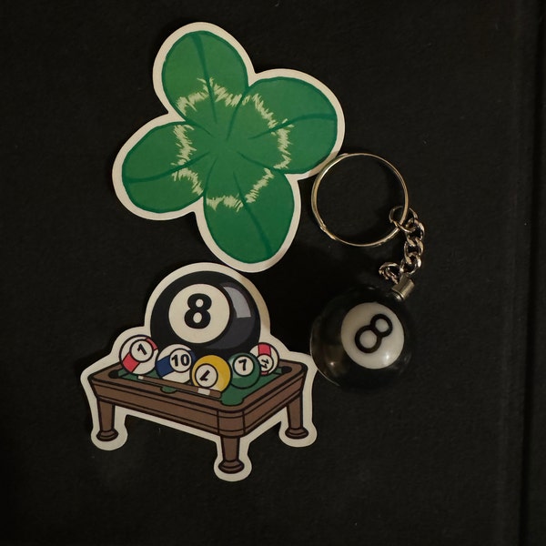 Pool Ball 8 Ball Keychain, Lucky Bag Purse Charm, Magic Keyring, Solids ...