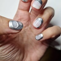 Silver Chrome Y2k Aespa Nails / Hand Painted Nail /custom Press on ...