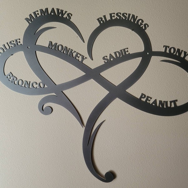 Personalized Infinity Heart Metal Sign | Infinity Sign | Custom Family ...