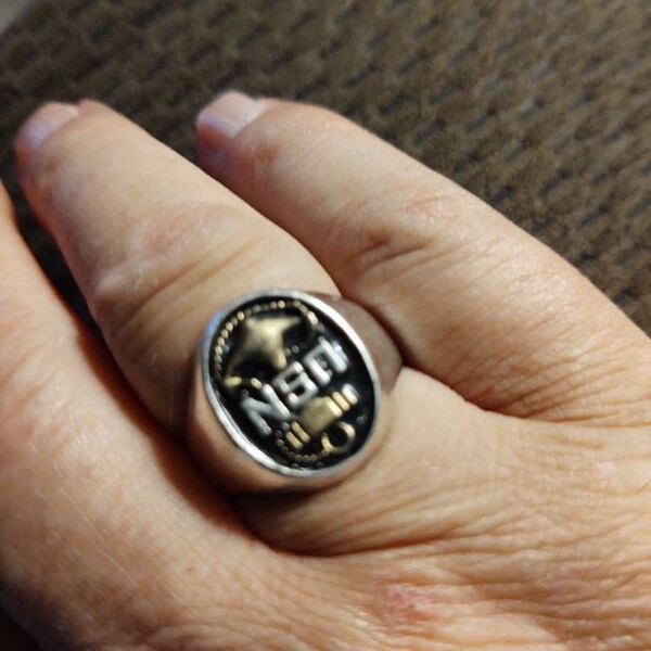 Chief Ring B , Solid Sterling Silver With 18k Gold Plated Anchor, Style ...