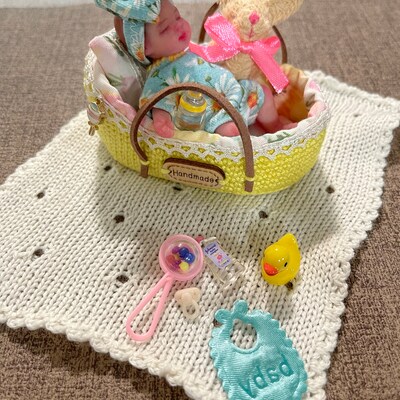 Mini Doll Basket for Baby Doll 2/5 3 Inch / Miniature Doll Crib /mini ...