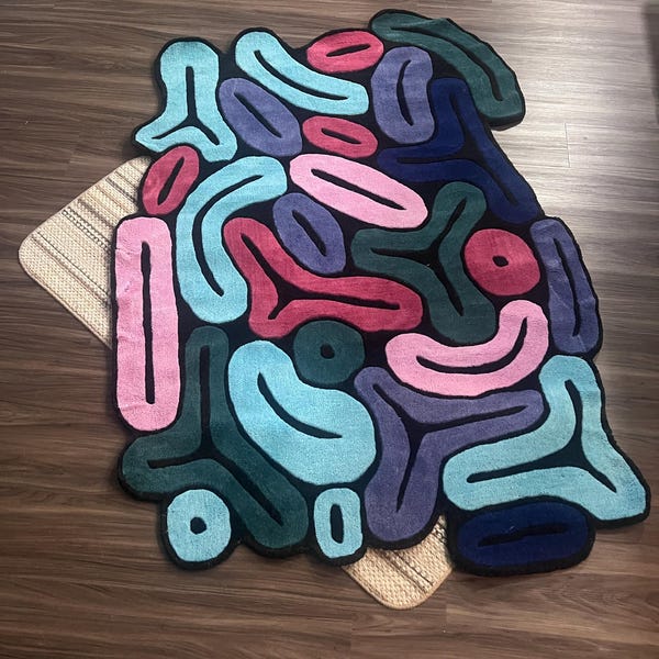 Melting Black & White Irregular Shape Unshape Hand-tufted 100% Wool ...